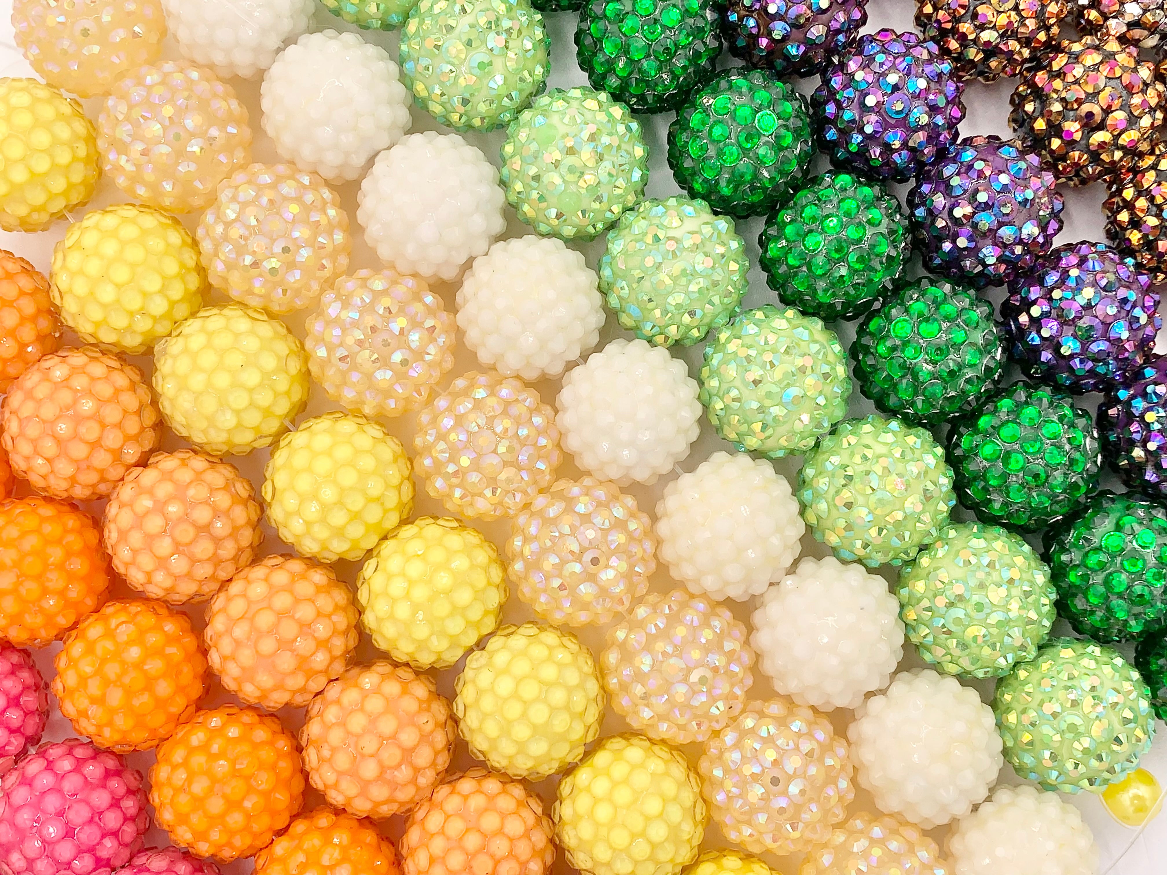 20mm Acrylic Rhinestone Beads Shiny Round Sparkle Bubblegum Gumball Re ...